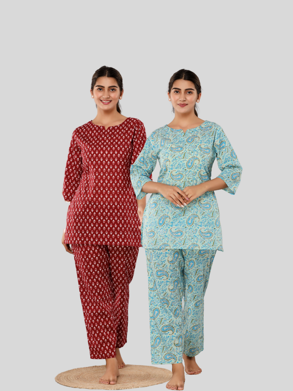 Red and light blue lounge wear combo – Nunchii