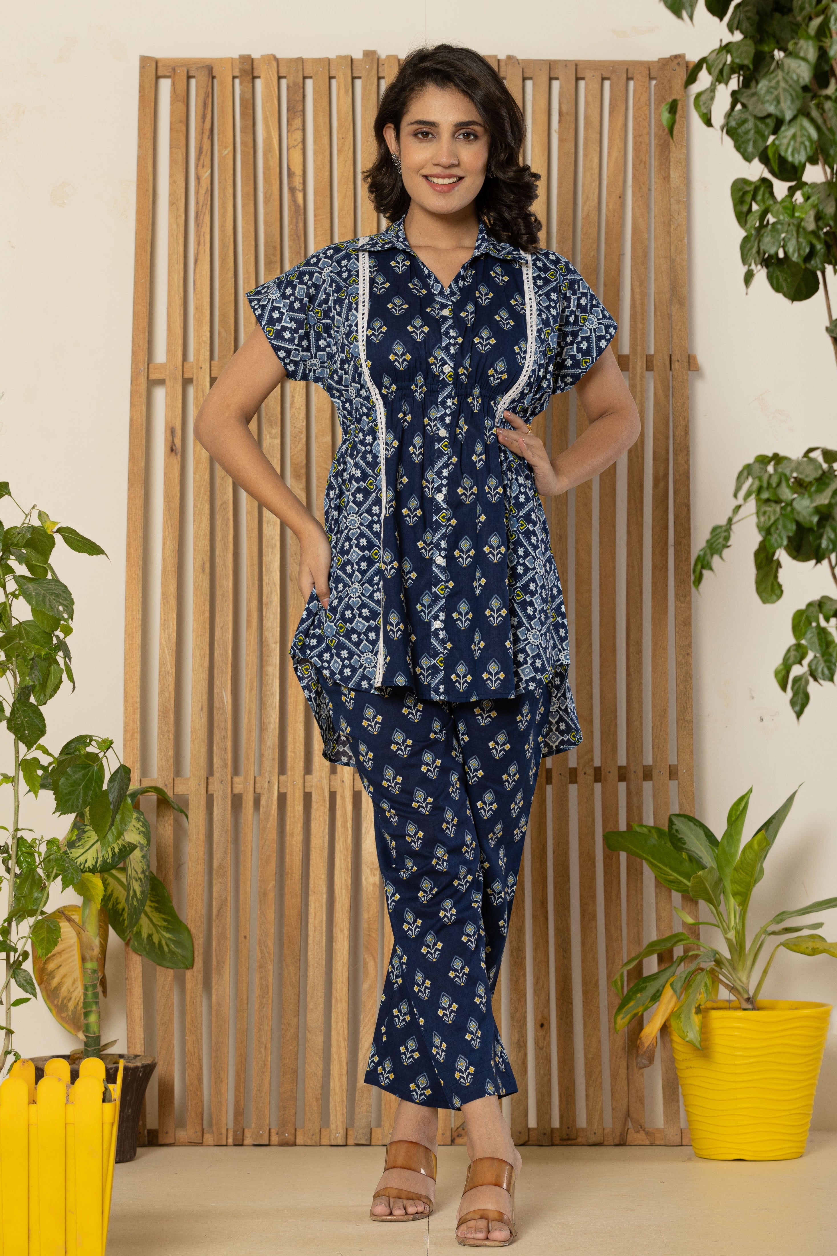 Indigo Bloom Co-ord Set – Nunchii